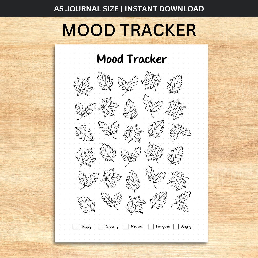 Fall Leaf Mood Tracker - Bullet Journal - A5 Dotted Journal - Journal ...