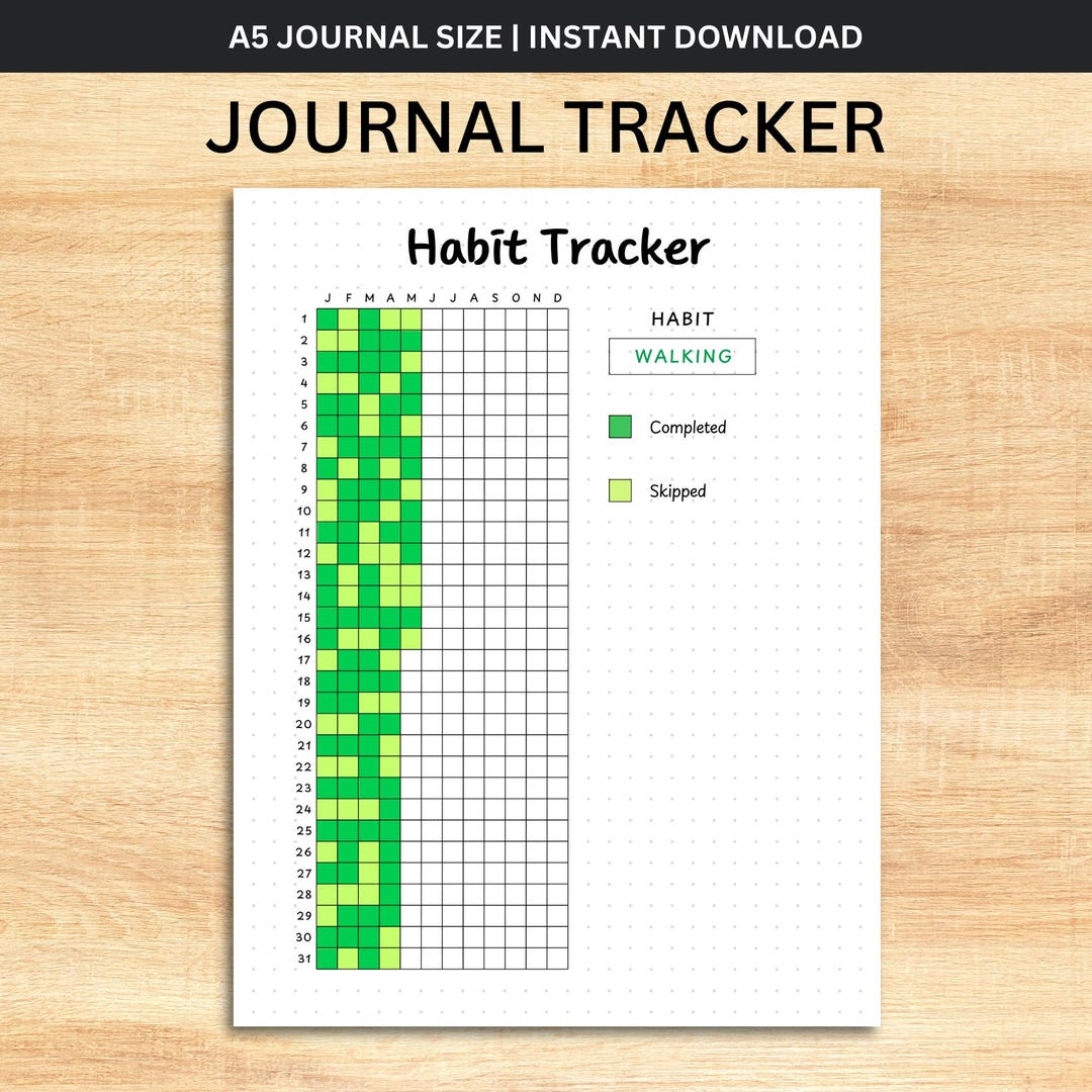 Habit Tracker, Journal Dotted Pages, Pixel Tracker - Etsy