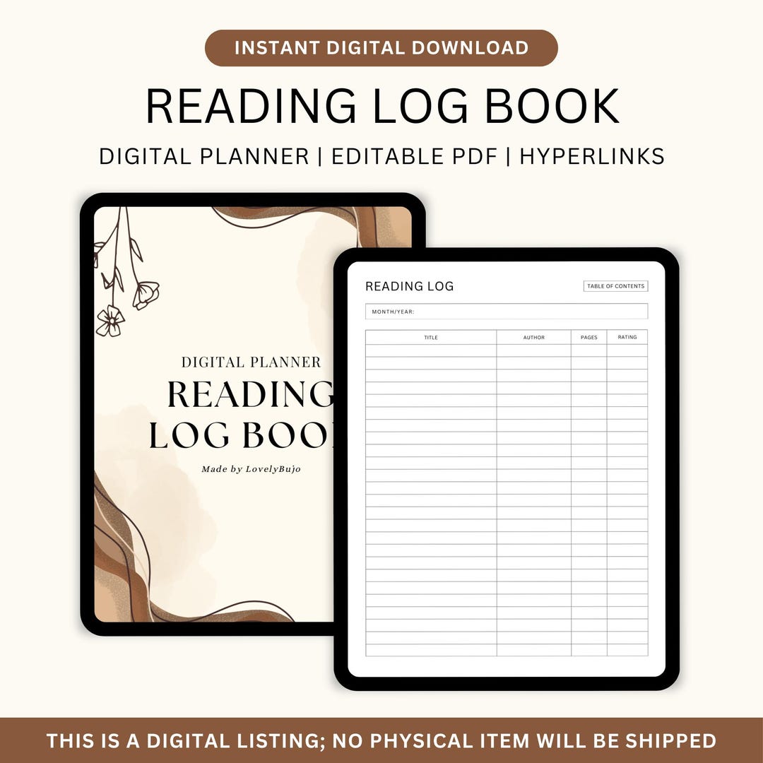 Editable Reading Log Book, Reading Tracker, Book Tracker - Etsy