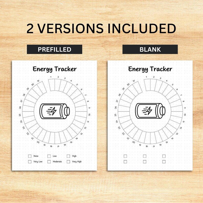 Energy Tracker, Monthly Tracker, Journal Dotted Pages - Etsy