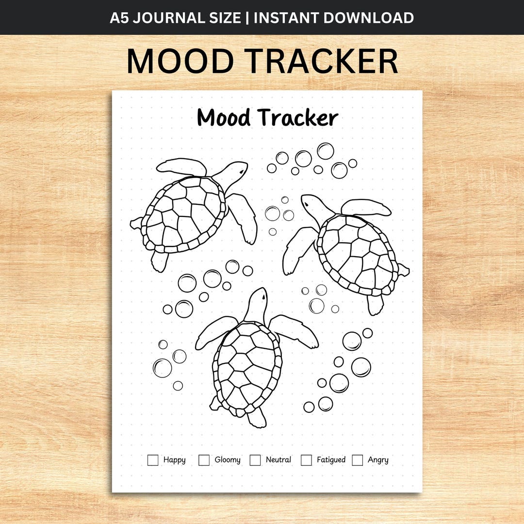 Turtle Mood Tracker, Journal Dotted Pages - Etsy