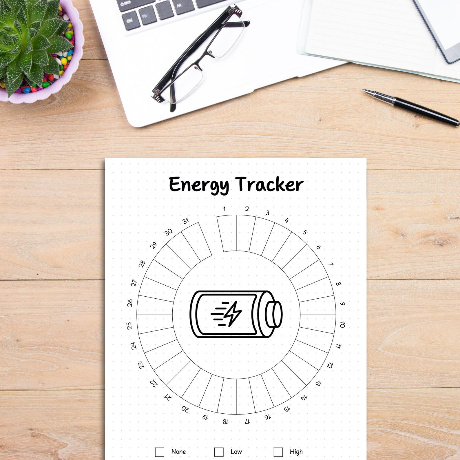 Energy Tracker, Monthly Tracker, Journal Dotted Pages - Etsy