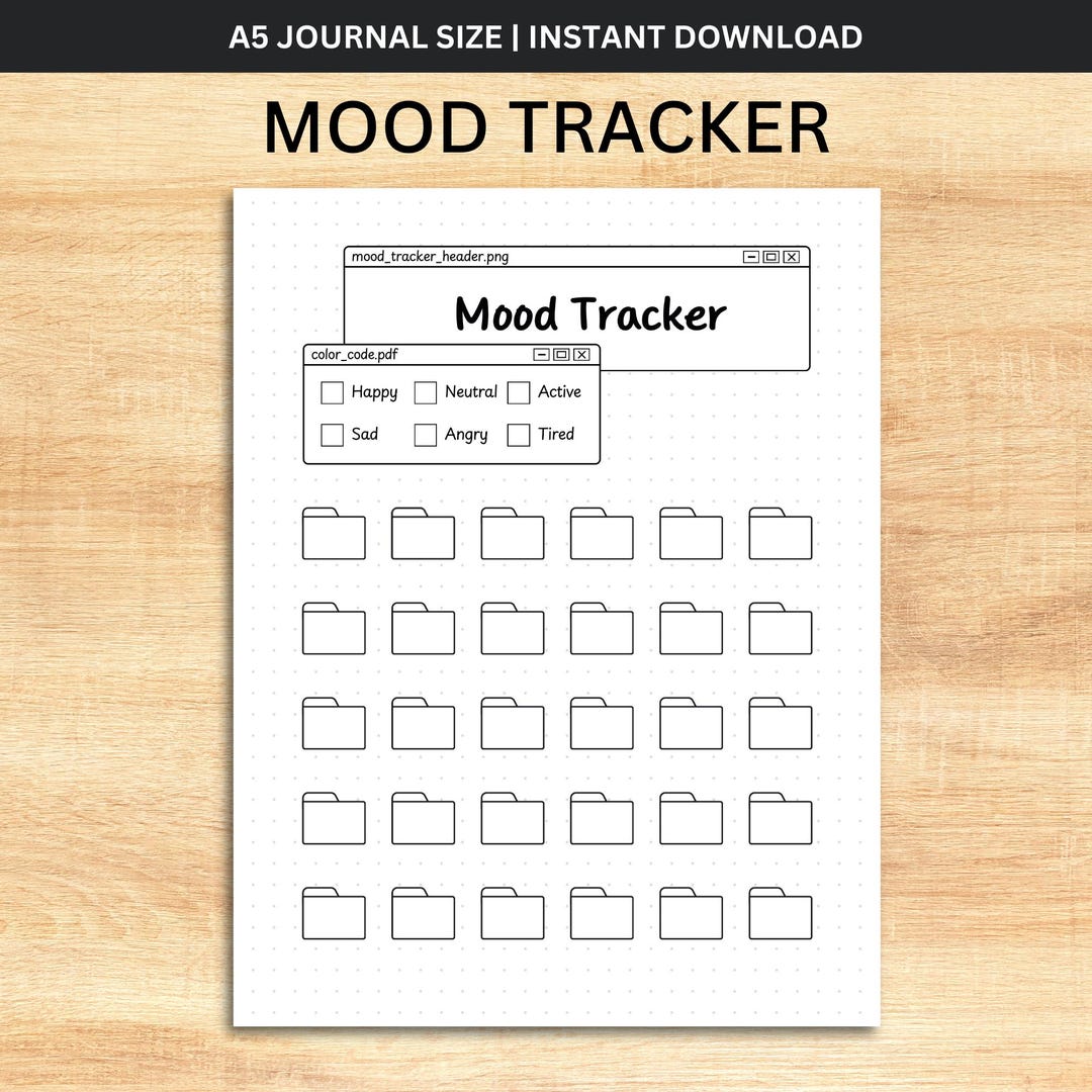 Folder File Mood Tracker - Bullet Journal - A5 Dotted Journal - Journal ...