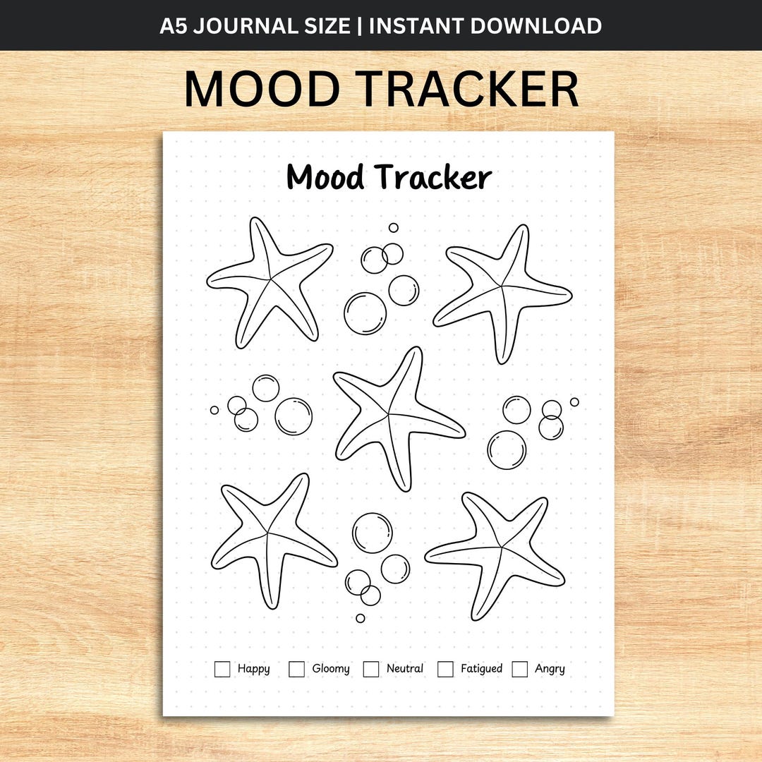 Starfish Mood Tracker - Bullet Journal - A5 Dotted Journal - Journal ...
