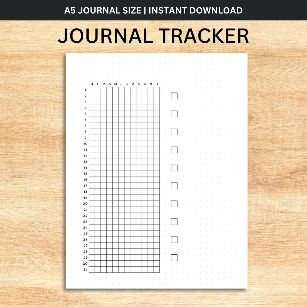 Blank Yearly Tracker, Customizable Tracker, Dot Grid Journal, A5 ...