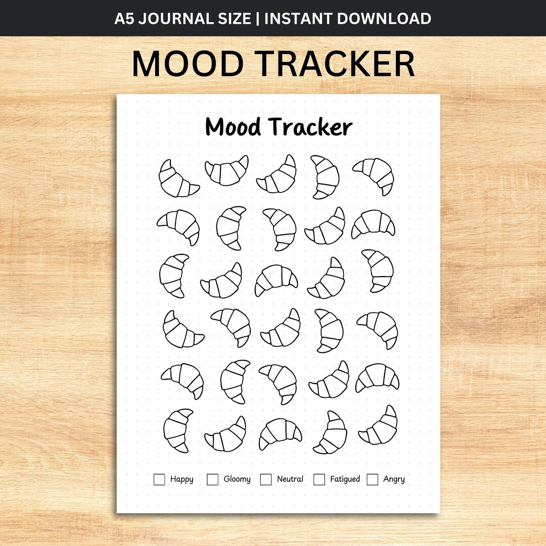 Croissant Mood Tracker - Bullet Journal - A5 Dotted Journal - Journal ...