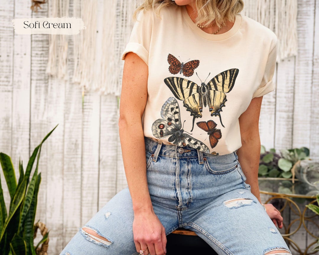 Vintage Butterflies Lithograph Shirt, Fall Bug Goblincore T-shirt ...