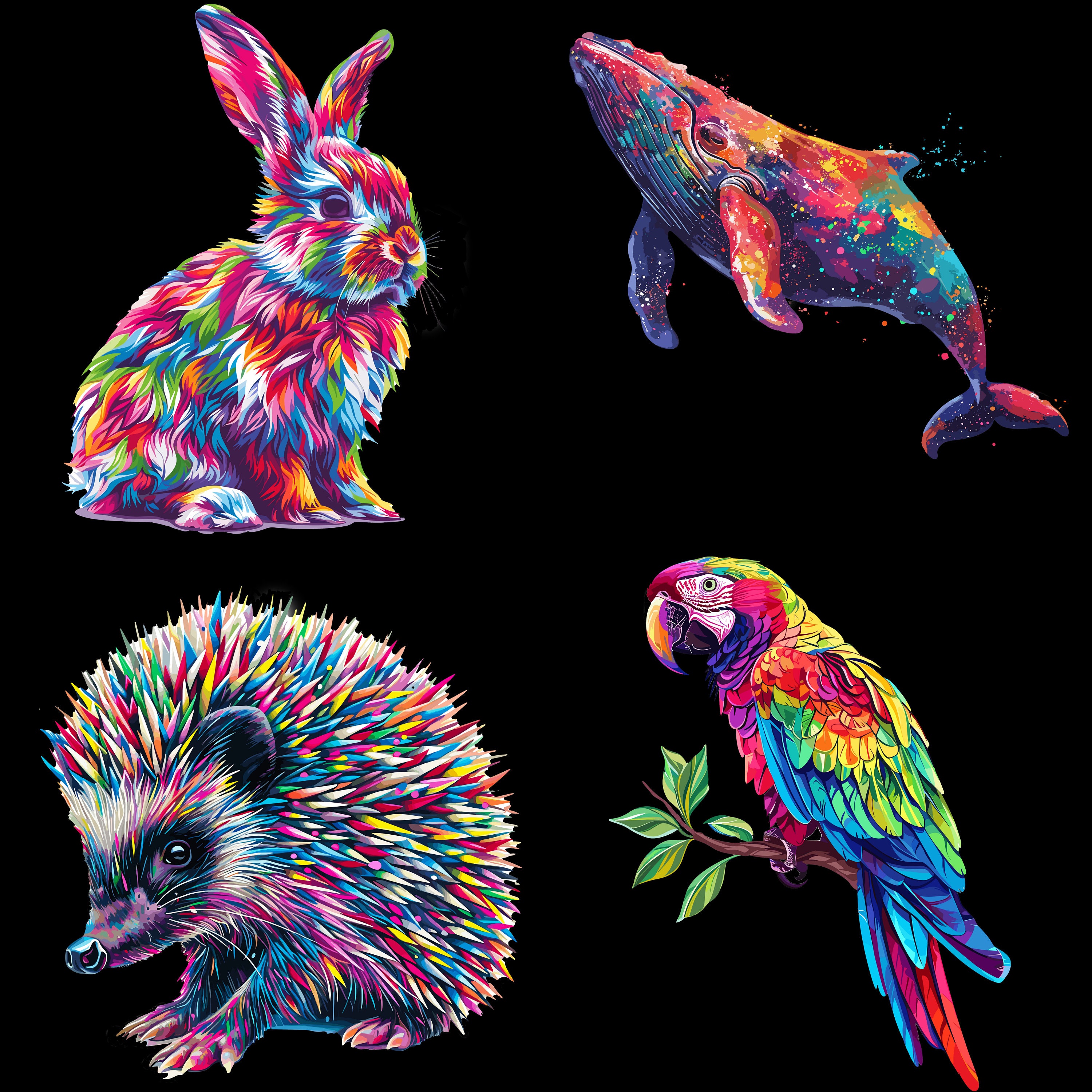 Neon Animals SVG and PNG Bundle, PNG Art for Sublimation, Dtf Designs ...