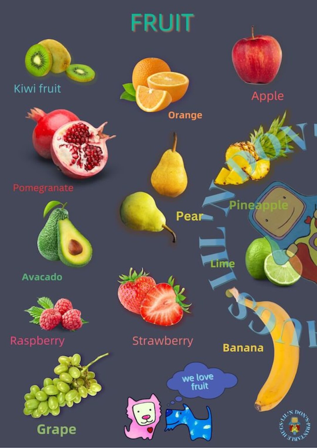 WE LOVE FRUIT Chart, Kids Wall Poster, Instant Download, Kids Playroom ...