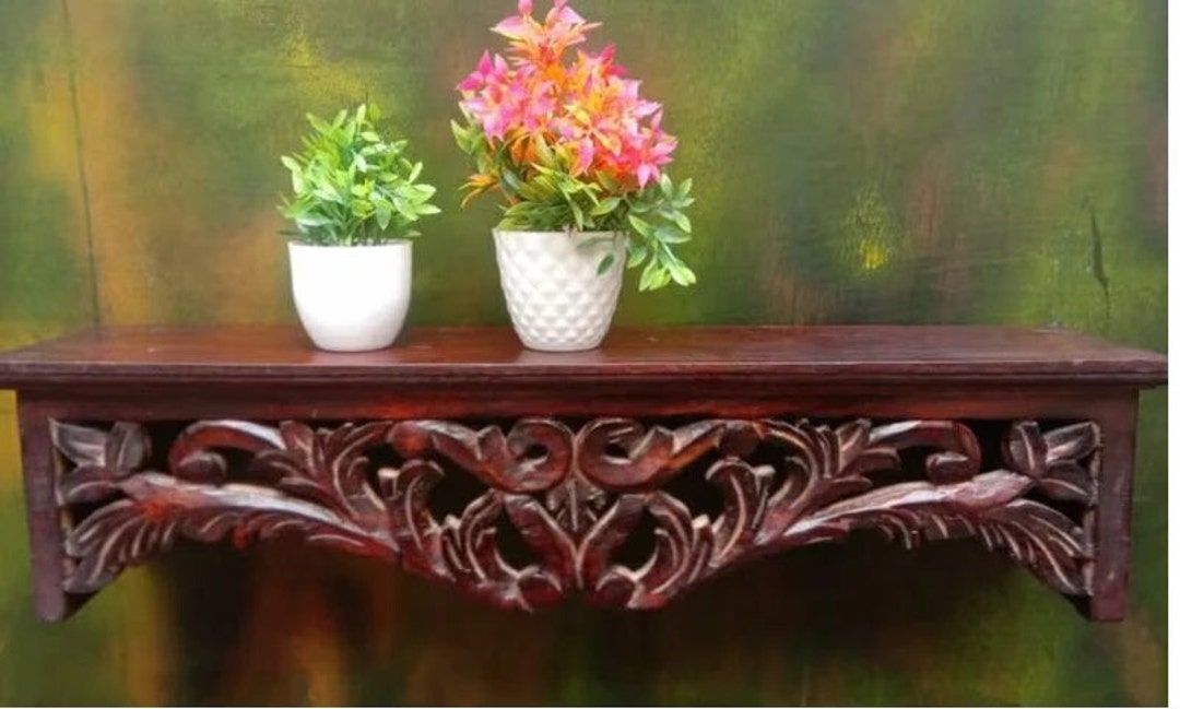 Wooden Wall Shelves Floating Shelve Handcrafted Shelf/ Wood Carving ...