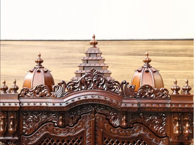 Big Temple With Doors & Drawers/temple With Dome/carved Temple/pooja ...