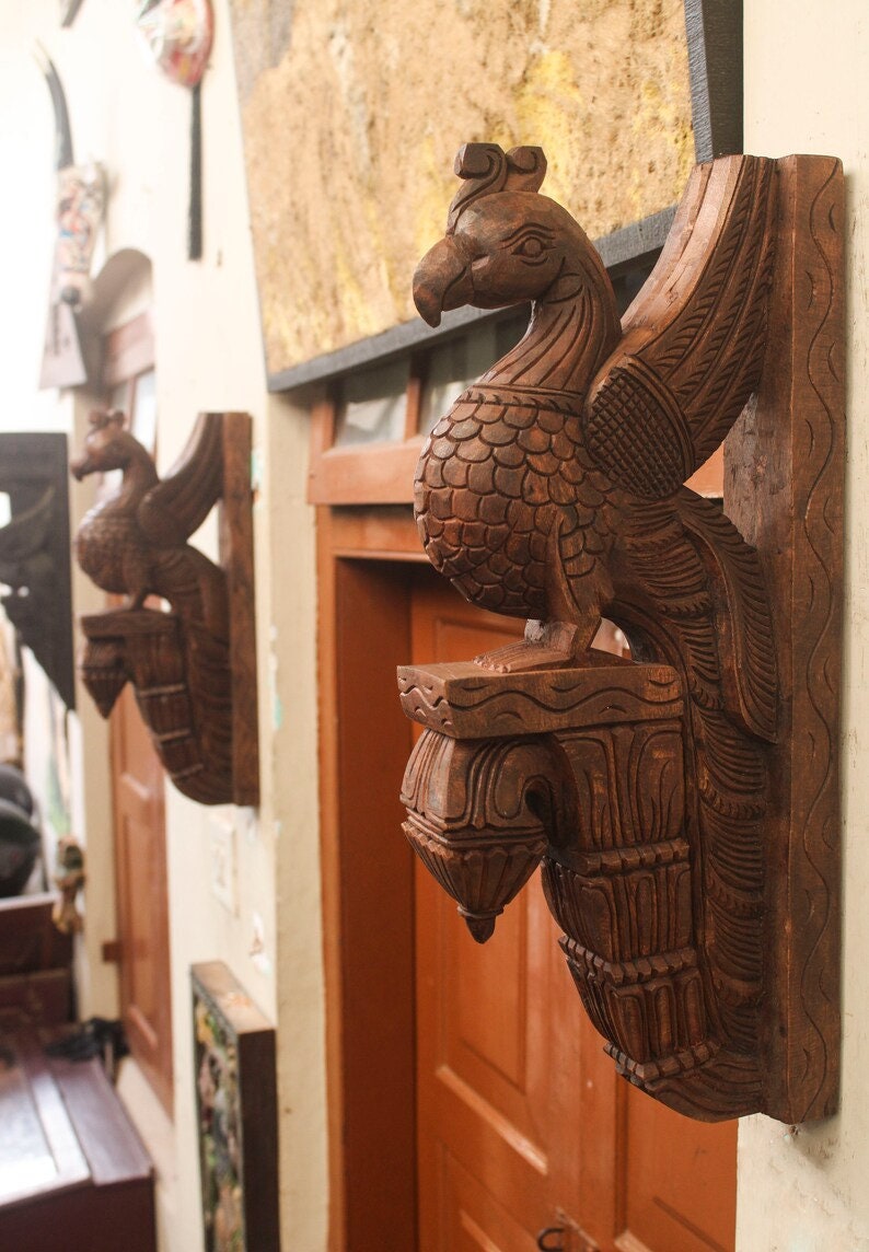 Wall Bracket Pair Bird Corbel Wall Hanging Bird Statue Set of Two Bird ...
