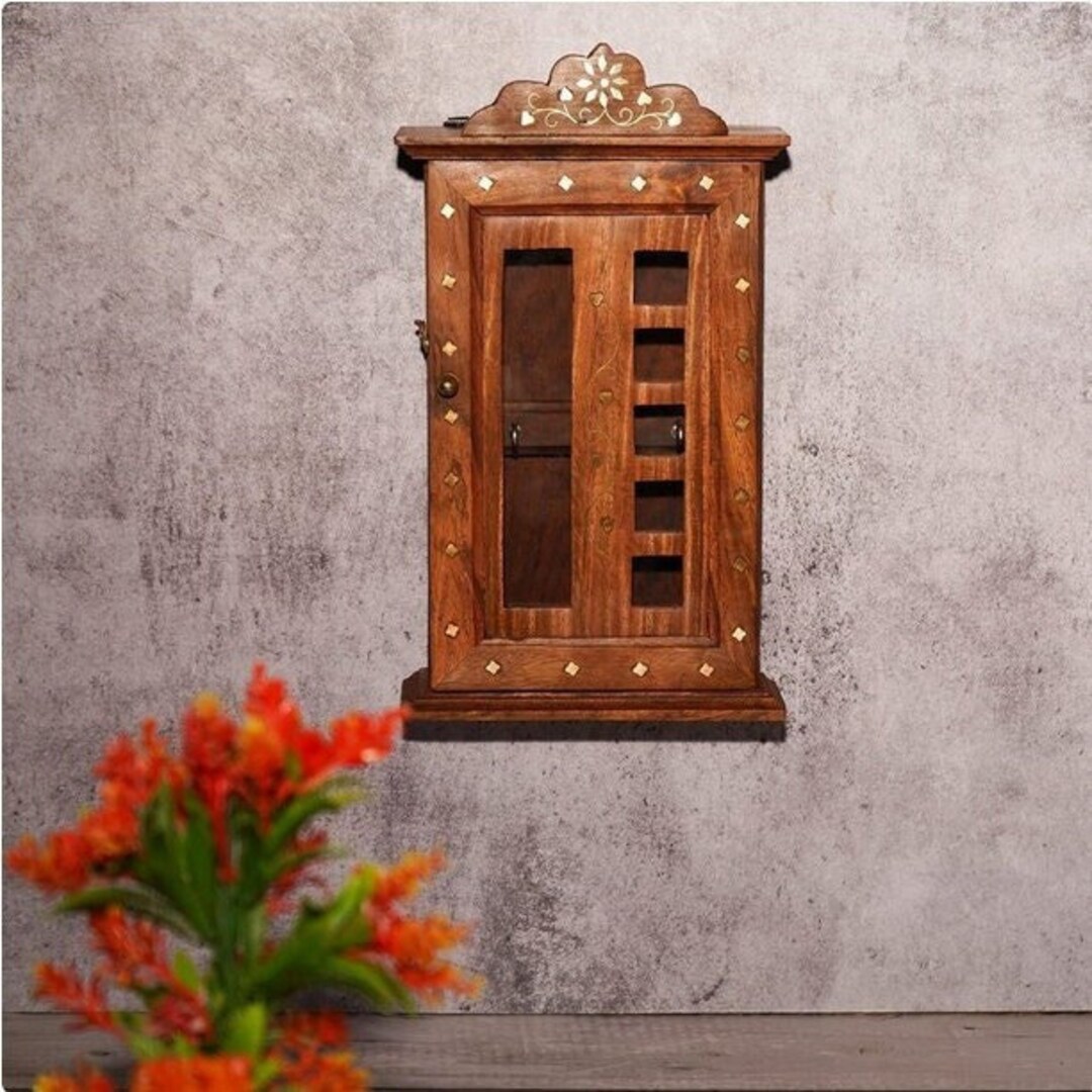 Wall Decor Key Box With Hooks,wooden Key Holder-key House Wall Hanging ...