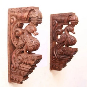 Wall Hanging Home Temple Mandir Garden Decor Art Wooden Wall Bracket ...