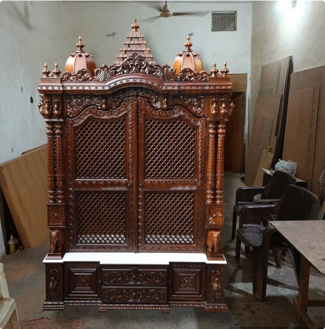 Big Temple With Doors & Drawers/temple With Dome/carved Temple/pooja ...