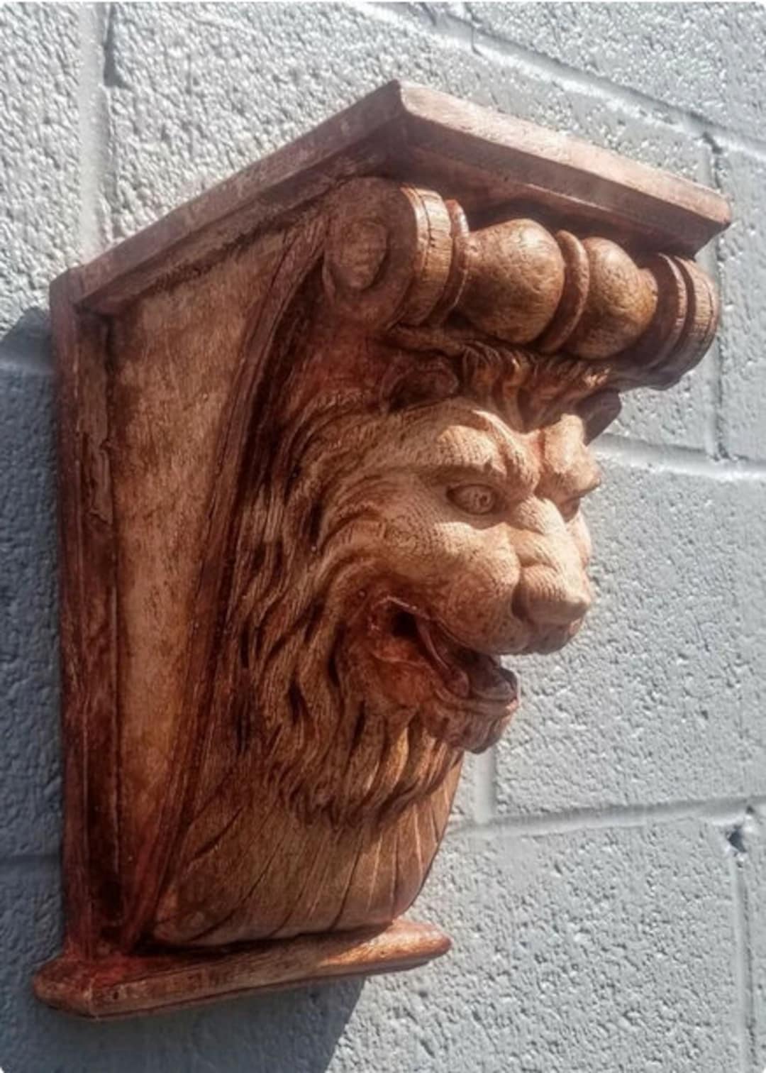 2 Pcs Pair LION Face Corbels Scroll Bracket Shelf/architectural Accent ...