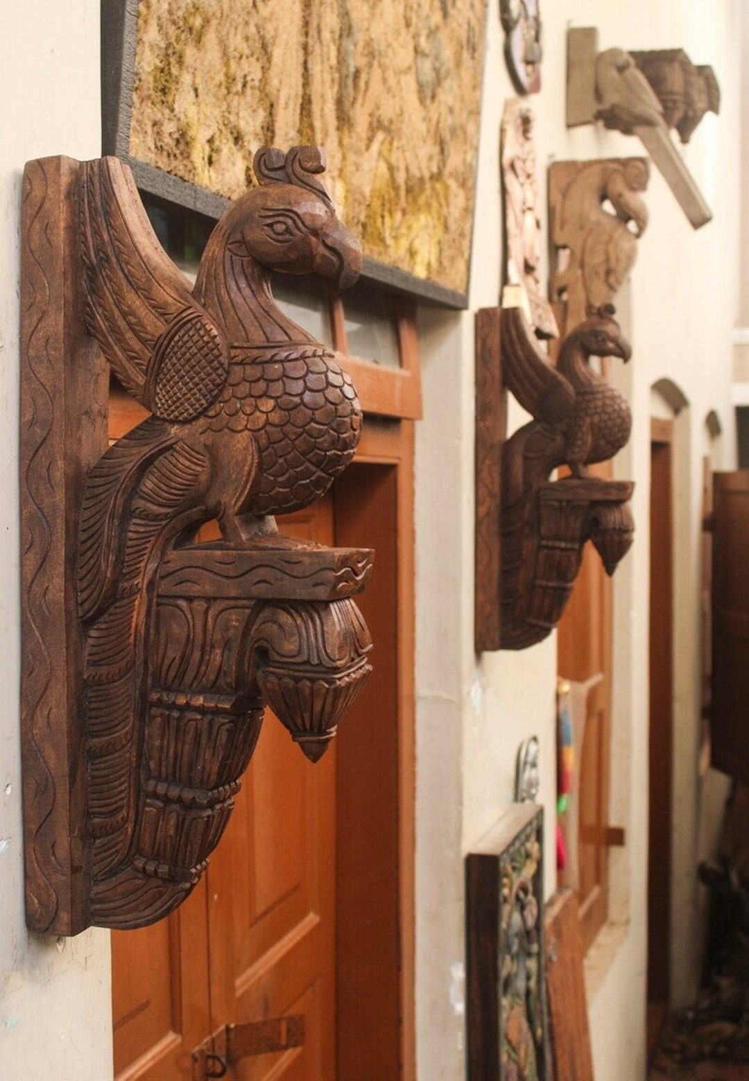Wall Bracket Pair Bird Corbel Wall Hanging Bird Statue Set of Two Bird ...