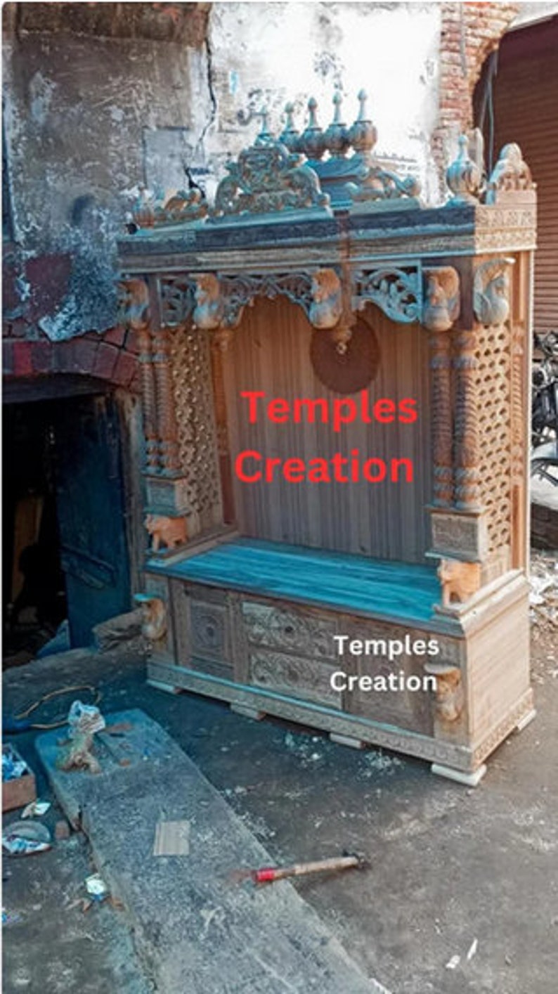65'' Large Wooden Pooja Designer Temple Wooden Temples & Shrines Puja ...