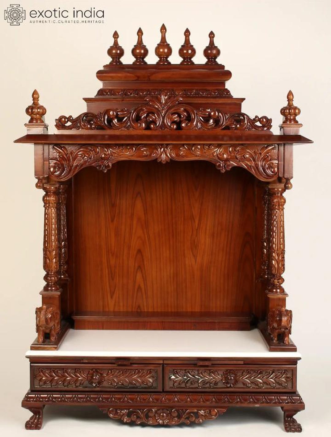 Hindu Temple Natural Pooja Mandir Home Solid Wooden Mandir Teakwood ...