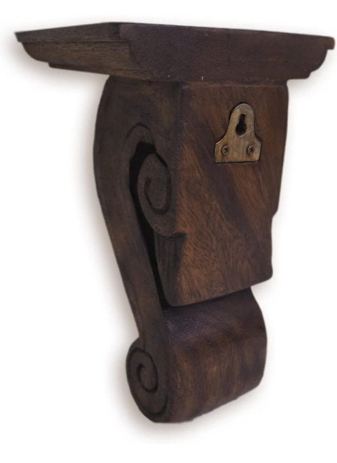 Wooden Wall Corbel Bracket / Floating Shelf, Handcarved 10 Inch (medici ...