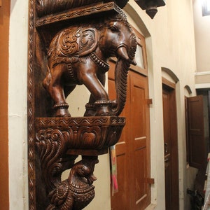 18 Inch Elephant Corbel Wooden Wall Bracket Pair Door Entrance Decor ...