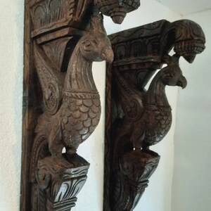 2 Pcs Wall Bracket Peacock Pair Bird Corbel Pair With Brass Bells ...