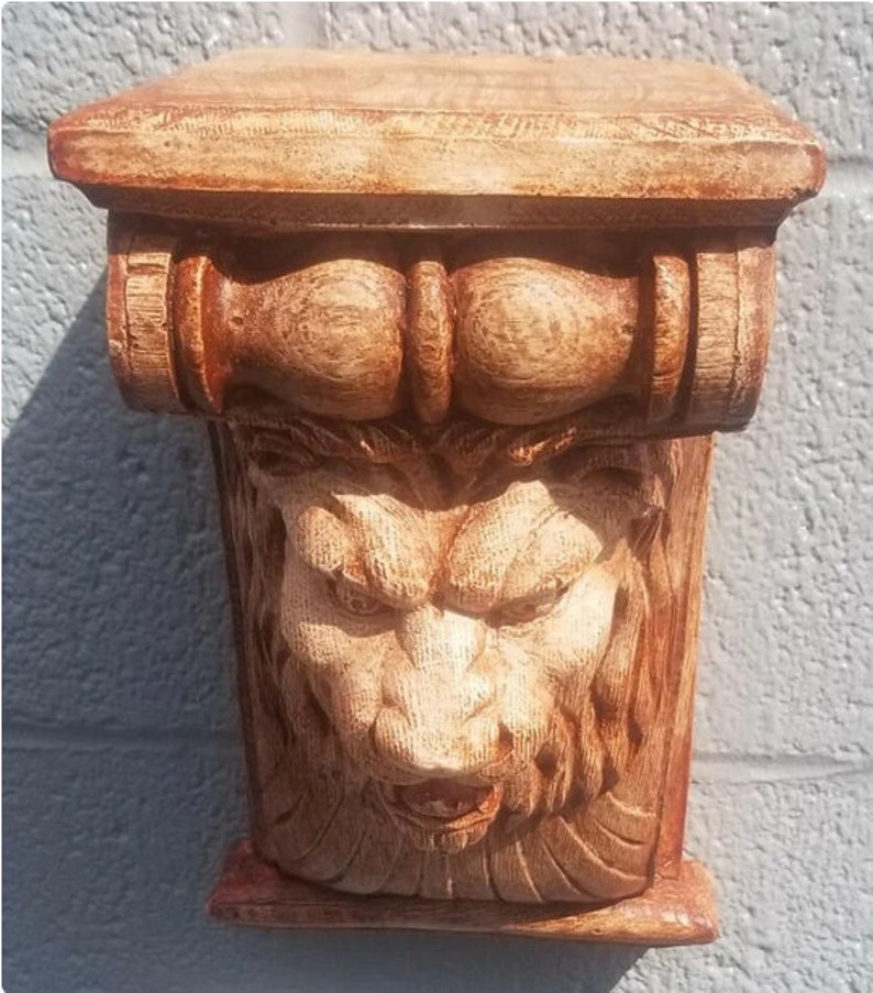 2 Pcs Pair LION Face Corbels Scroll Bracket Shelf/architectural Accent ...