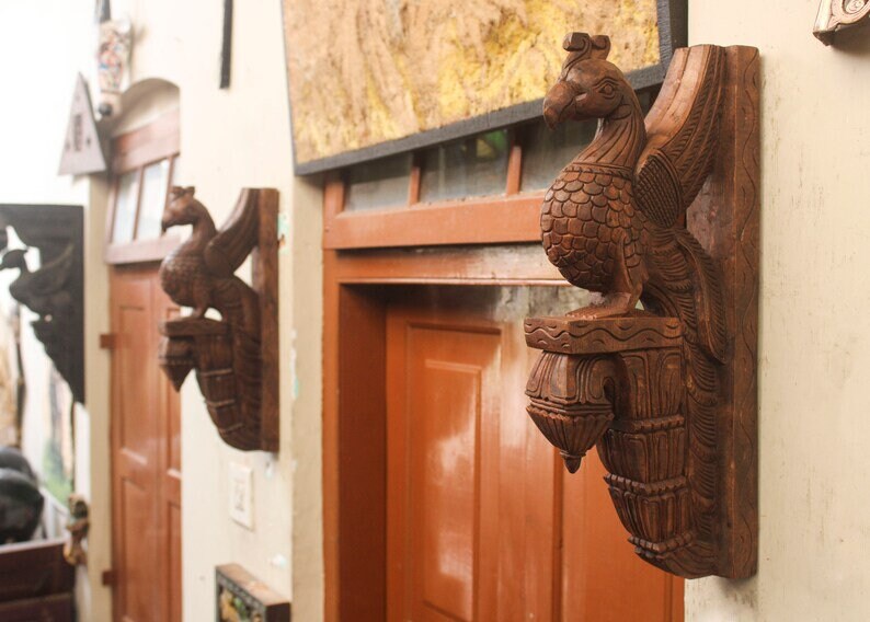 Wall Bracket Pair Bird Corbel Wall Hanging Bird Statue Set of Two Bird ...