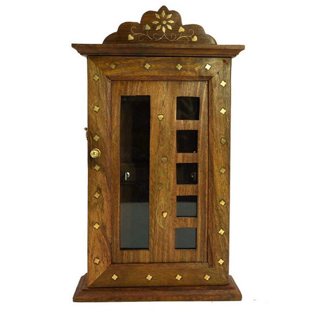 Home Decor Key Box With Hooks,wooden Key Holder-key House Wall Hanging ...