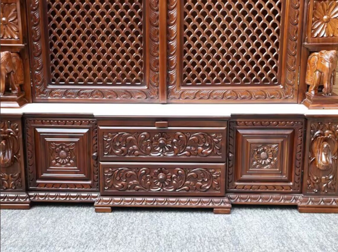 Big Temple With Doors & Drawers/temple With Dome/carved Temple/pooja ...
