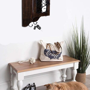 Home Decor Key Box Handcrafted Wooden Box Ring Hanger Hooks Safe Key ...