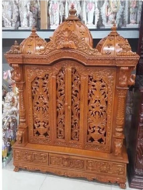 Hindu Wooden Pooja Mandir Carving Temple Temple For Home Wooden Alter