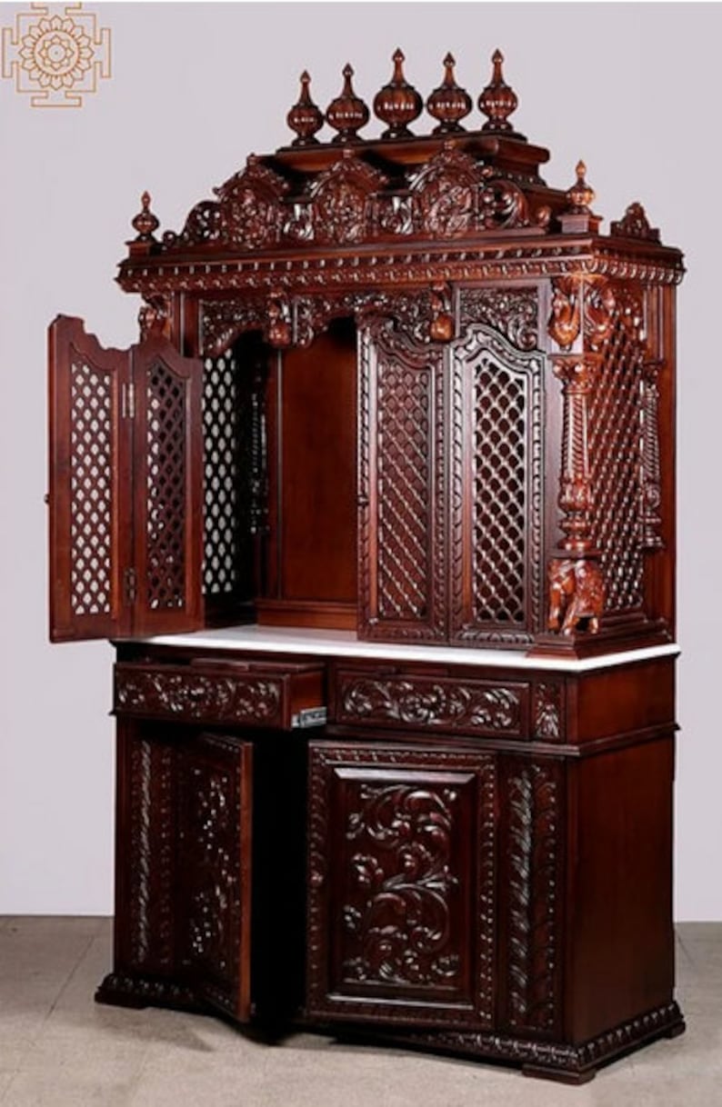 Teakwood Temple Pooja Mandir/home Temple/ Puja Mandir/carved Wooden ...