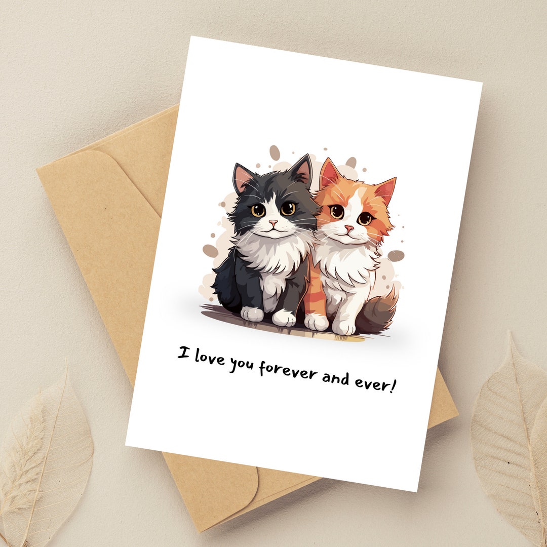 Printable Cute Cats I Love You Card - Etsy