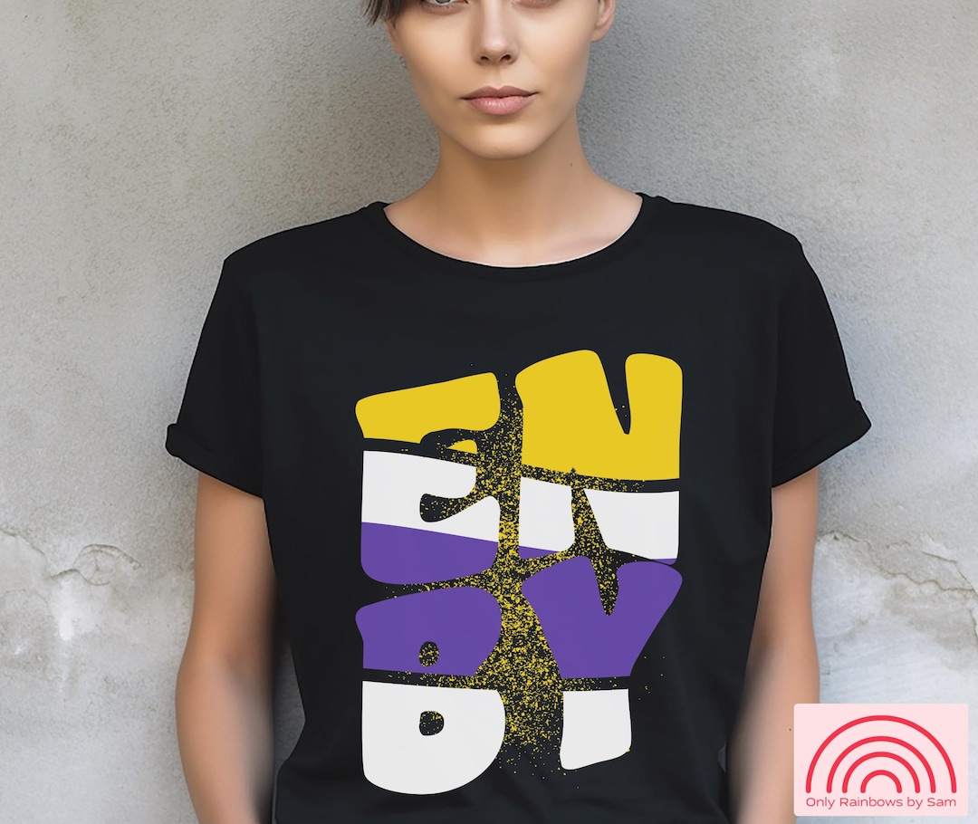 Enby Shirt. Nonbinary Pride T-shirt in Enby Flag Colors. Nonbinary Pride Gift. Genderqueer Shirt ...