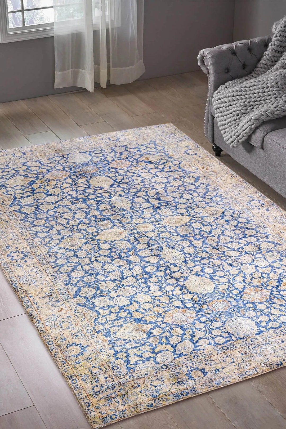 Blue Velvet Antique 1990s Rug Large Living Room Rug Old - Etsy