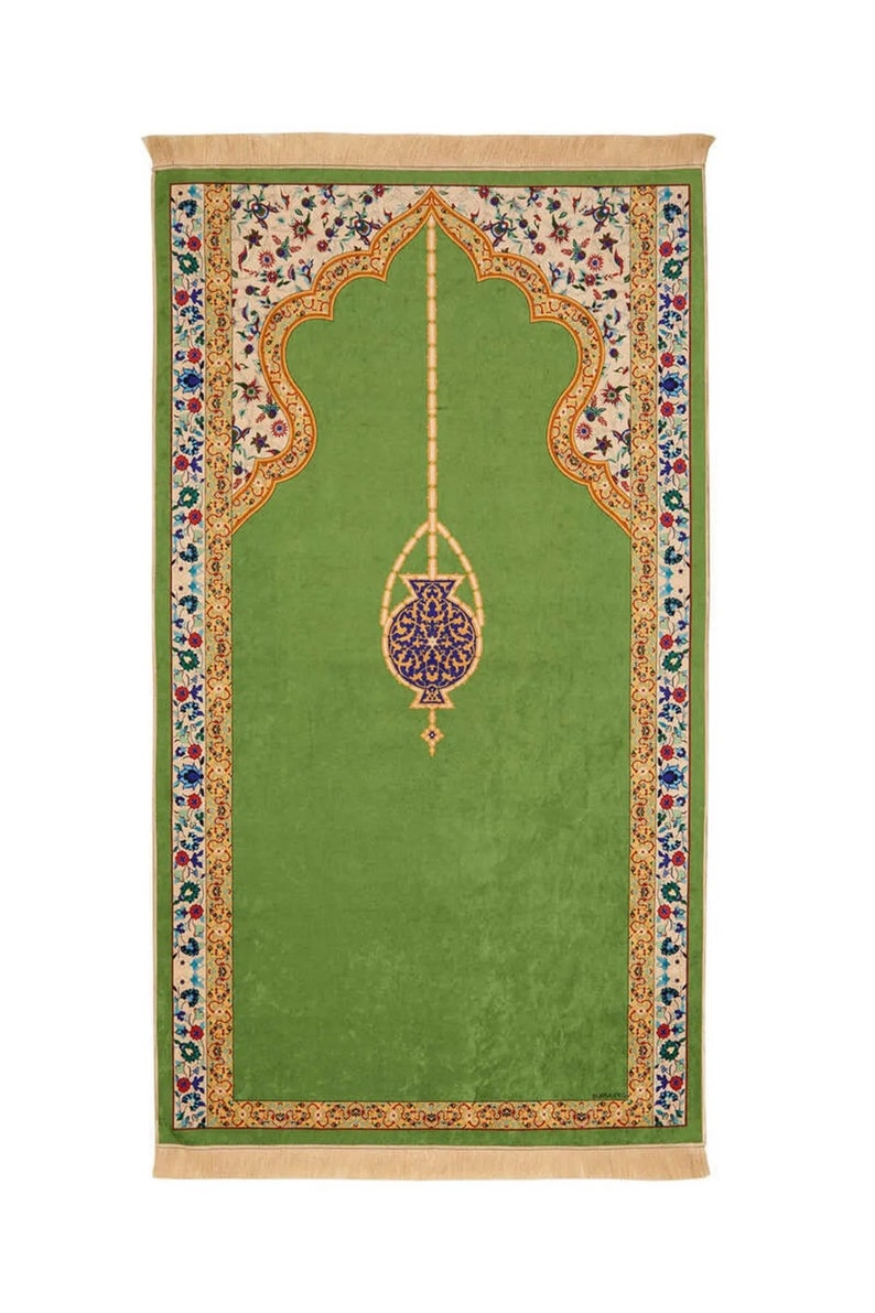 Green Silk Velvet Prayer Meditation Rug,vintage Yoga Mat,sejadah,eid ...