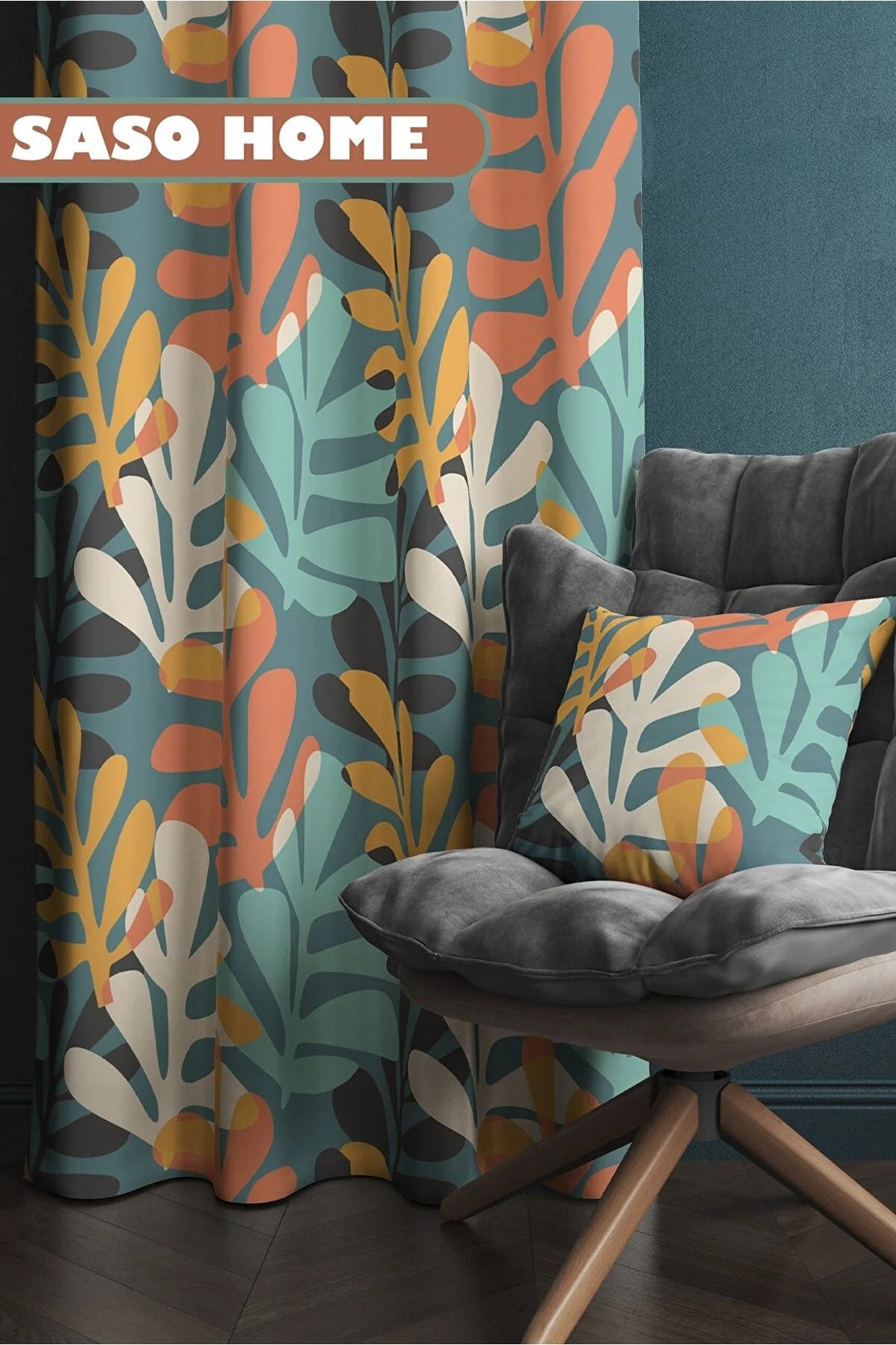 Colorful Feather Velvet Blackout Curtain 140x270 - Etsy