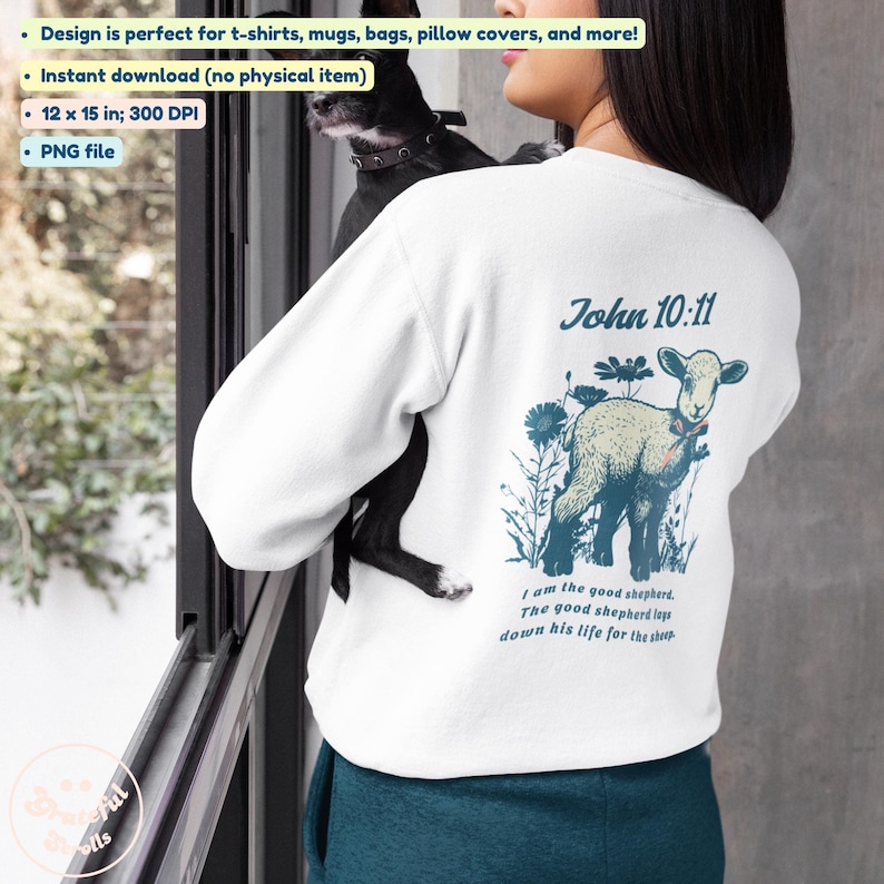 John 10:11 I Am the Good Shepherd Lays Down His Life, Bible Verse, Tee ...