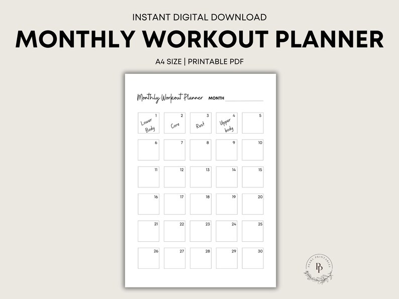Printable Fitness Planner | Digital PDF Download | A4 Size | Exercise ...