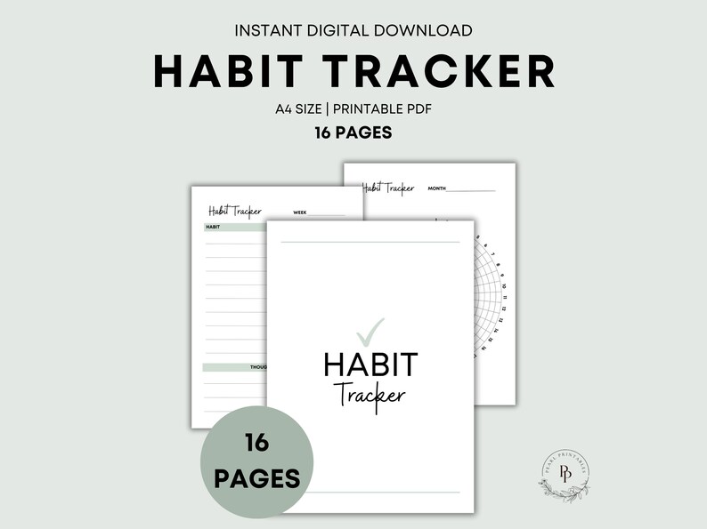 Printable Habit Tracker PDF Download | A4 Size | Sage Green | Weekly ...
