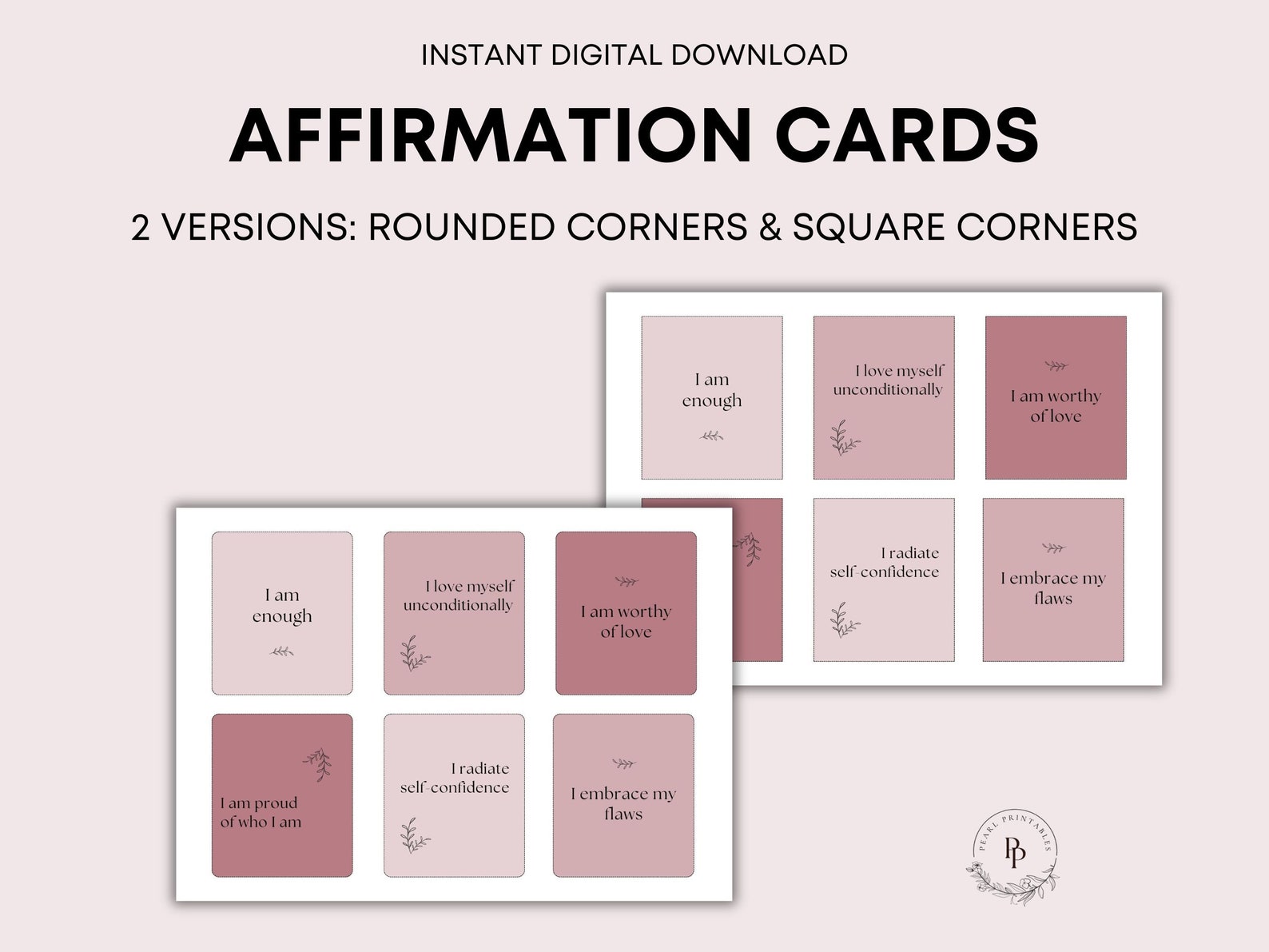 48 Printable Affirmation Cards | Dusty Pink Daily Affirmation Cards ...