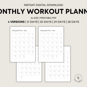 Printable Fitness Planner | Digital PDF Download | A4 Size | Exercise ...