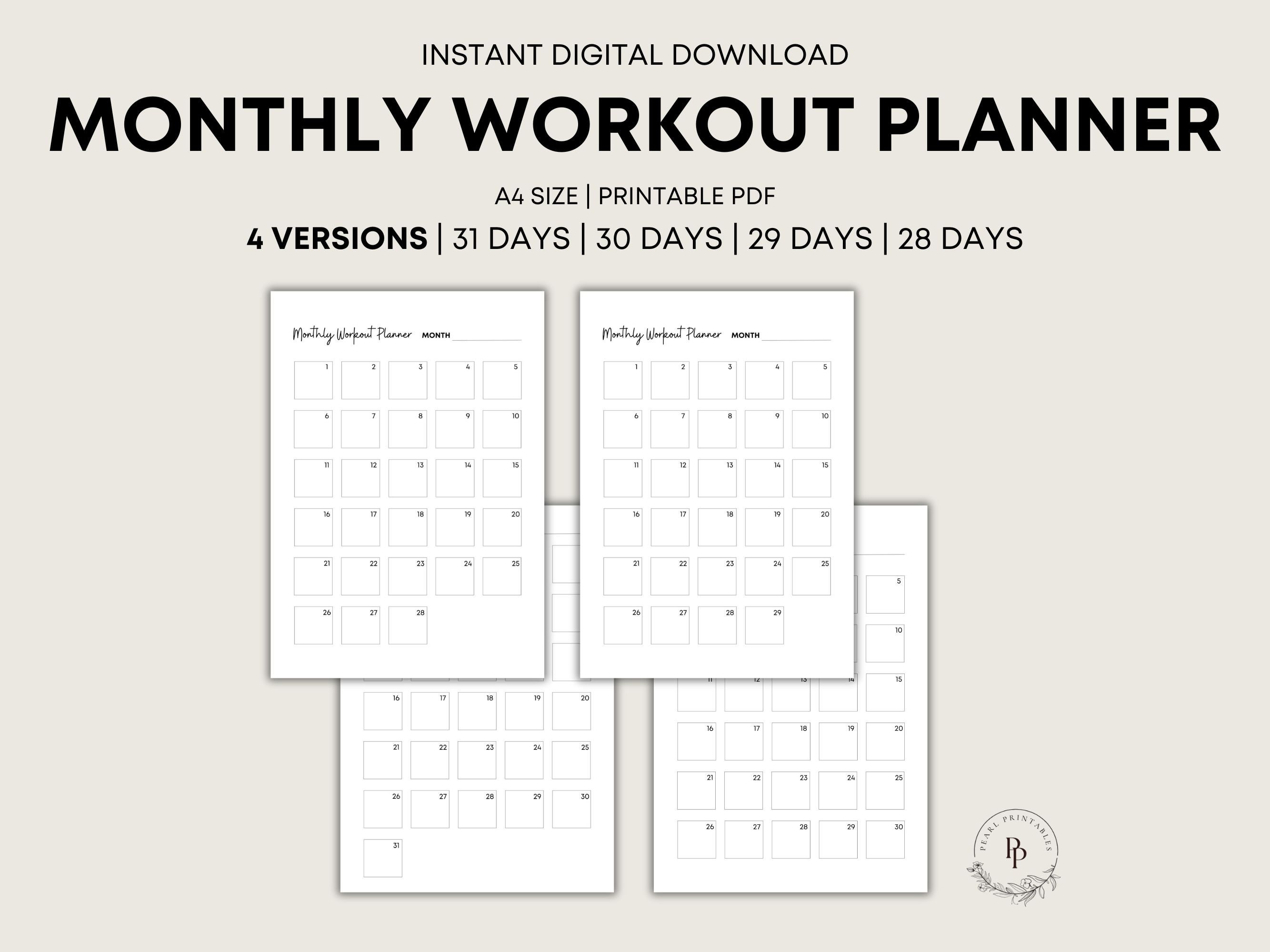 Printable Fitness Planner | Digital PDF Download | A4 Size | Exercise ...