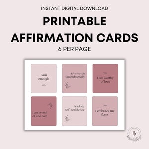 48 Printable Affirmation Cards | Dusty Pink Daily Affirmation Cards ...