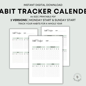 Printable Habit Tracker PDF Download | A4 Size | Sage Green | Weekly ...