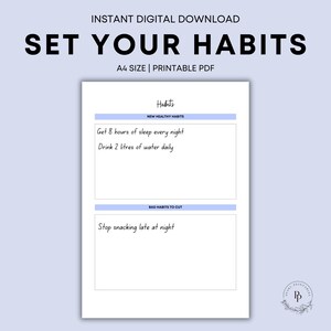 Printable Habit Tracker | A4 Size PDF Download | Self Care Planner ...