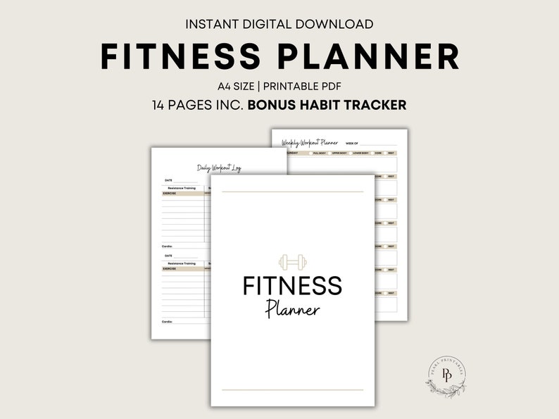Printable Fitness Planner | Digital PDF Download | A4 Size | Exercise ...