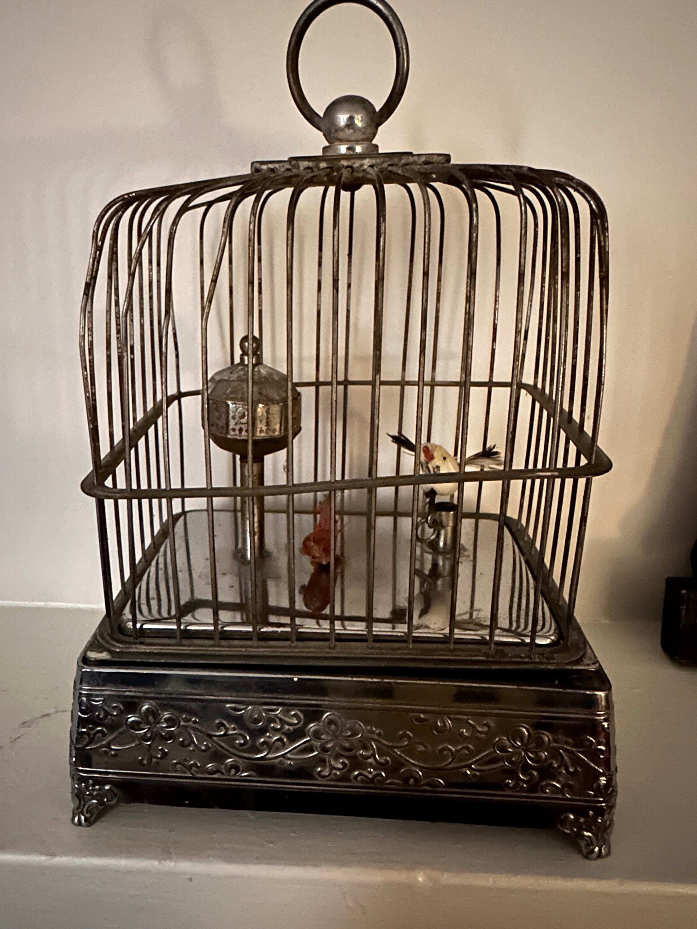Double Bird Antique Automaton With Music Box and Clock in Working/stuck ...