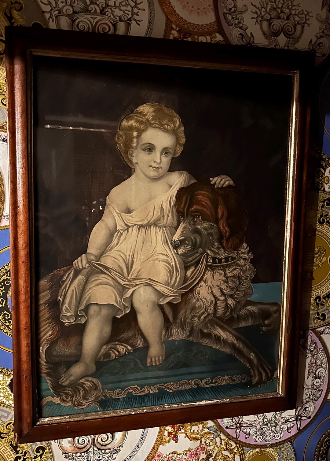 Mid 19th Century Victorian Hand Coloured Oversize Print of Child and ...